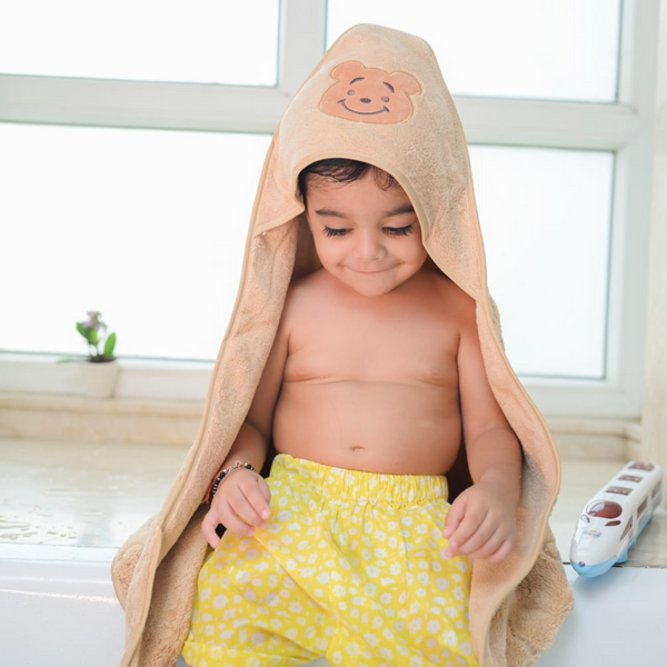 Buy Brown Teddy Hooded Towel Online in India | Happy Matty Store